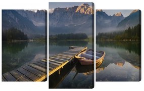 Vícedílný obraz Dřevěný Most Přes Horské Jezero 3D Nedostatek Nedostatek Přírodní plátno 120x80