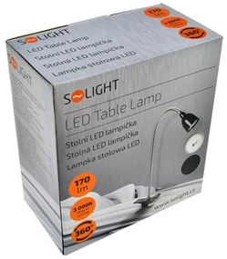 SOLIGHT LED stolní lampička 2,5W/3000K/170Lm, bílá s klipem
