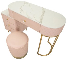 Designový toaletní stolek s taburetkou Pembroke růžový