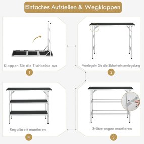 Costway Skládací hliníkový kempingový stůl se 2 patry Camping Cabinet, černý