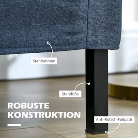 HOMCOM 2místná pohovka, pohovka se vzhledem lnu, ocelové nohy, čalouněná pohovka, dvoumístná pohovka do obývacího pokoje, ložnice, 135 x 67 x 78 cm, …