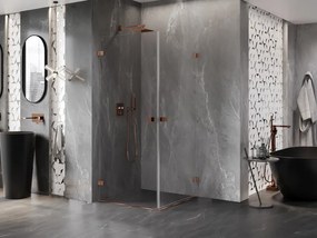 Mexen Lunar-B Duo výklopný sprchový kout 80 x 80 cm, čiré sklo, růžové zlato, 832-080L-080P-60-00