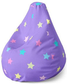 Sedací vak Pear hvězdy na fialové - dětský, fialová