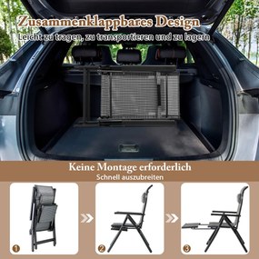 Costway Sada 2 skládacích zahradních křesel s podnožkou, šedá