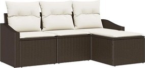 Set pohovek 4 ks Hnědá a krémová polyratan 3355337