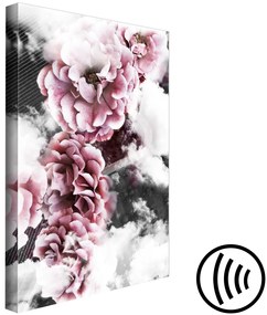 Obraz Posvátné i světské - prolínající se fotografie mraků a růžových květů