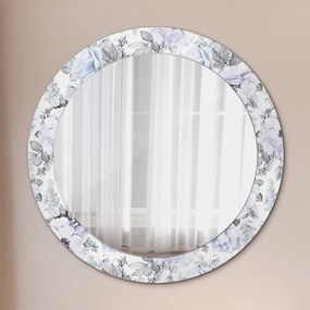 Kulaté dekorativní zrcadlo na zeď Modré růže fi 70 cm