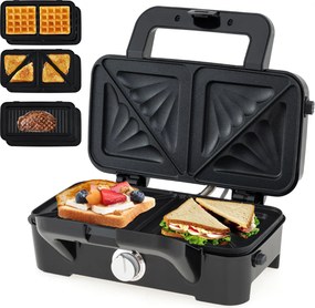Costway 3-in-1 Vaflovač a lis na panini a sendvičovač Přenosný elektrický