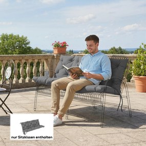Outsunny polštář na lavici pro 3 osoby 150 x 100 x 10 cm — prošitý, voděodpudivý polyester, ochrana UPF 30+, popruhy a postranní kapsa — tmavě šedý