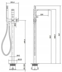Cersanit Inverto - volně stojící vanová baterie, zlatá, S951-286