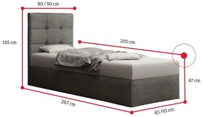 Expedo Čalouněná jednolůžková postel DOUBLE 2, 90x200, cosmic16