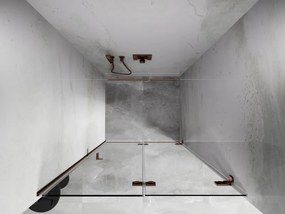 Mexen Lunar-F, pravé sklápěcí sprchové dveře 80 cm, 8mm čiré sklo, růžové zlato profil, 836-080-000-60-00-P