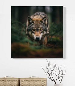 Obraz na plátně - Vlk číhajíc v houštině FeelHappy.cz Velikost obrazu: 100 x 100 cm