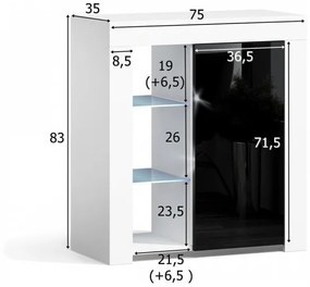 Mazzoni MILA 1D LED skříňka černá / burgund lesk
