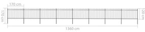 vidaXL Zahradní plot s hroty ocel 13,6 x 1,2 m černý