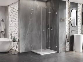 Mexen Lunar-F L, sklápěcí sprchový kout pravý 70 x 70 cm, 8mm čiré sklo, chromový profil, 836L-070-070-01-00-P