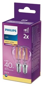 Philips | SADA 2x LED Žárovka Philips P45 E14/4,3W/230V 2700K | P4317