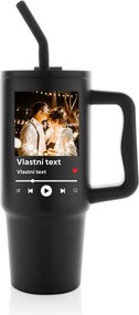 Personalizovaná nerezová termoska s barevným víčkem s motivem přehrávače