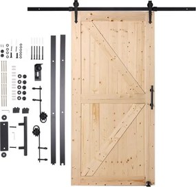 Sada dřevěných posuvných dveří a kování hladce 76,2 × 106,7 cm
