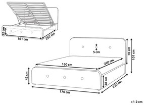 Čalouněná postel s úložným prostorem 160 x 200 cm tmavě šedá RENNES II Beliani