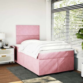 Box spring postel s matrací růžová 120 x 200 cm samet 3293181