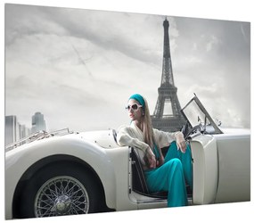 Obraz ženy a Eiffelovy věže (70x50 cm)