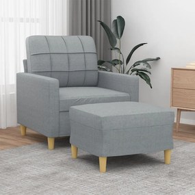 Křeslo s podnožkou světle šedé 60 cm textil 3200993