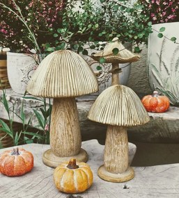 Béžovo-zlatá dekorace houba Mushroom - 11*9*15 cm