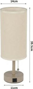 Brilagi - Stolní lampa s USB portem TABLON 1xE27/25W/230V béžová/krémová