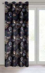 ZATEMŇOVACÍ ZÁVĚS NA KROUŽCÍCH LIMITED COLLECTION PEONIA2 140X250 CM ČERNÁ