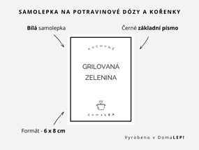 GRILOVANÁ ZELENINA - omyvatelná samolepka na kořenky, výběr rozměrů Ø 5 cm / 5 x 5 cm / 6 x 8 cm | DomaLEP tvar: ČTVEREC, barva: BÍLÁ - ČERNÉ písmo, velikost: š. 5 cm x v. 5 cm - tučné písmo