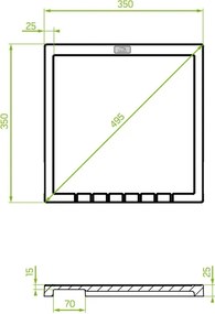 Laveo Halvo, granitový odkapávač 350x350x25 mm, šedá, LAV-OBA_501T