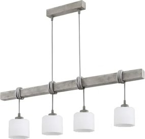 BRILAGI - Lustr na lanku WOOD GLASS 4xE27/60W/230V borovice/šedá/bílá
