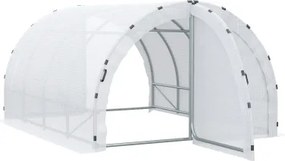 Outsunny Greenhouse Tunnel Garden, podlahová plocha 4L x 3W x 2H Vyztužený rám z ocelové trubky 25 mm s klikami bílý