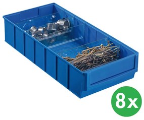 Allit Plastový regálový box ShelfBox typ E - 183 x 400 x 81 mm, 8 ks, modrý