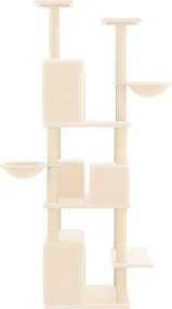 Škrabadlo pro kočky se sisalovými sloupky krémové 180 cm 171600