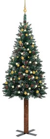 Úzký vánoční stromek s LED diodami a sadou koulí zelený 210 cm,  3077817 HangarStore.cz