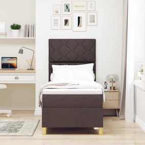 Postel s boxspringem s čelo Tmavě hnědá 80 x 200 cm textil 3339654