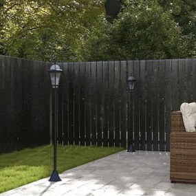 Outsunny 2-st solární pouliční světlo LED, IP44, ABS, Ø18,5 x H129 cm, úsporný režim, vodotěsné, zahradní světlo s nerezovou ocelí, černé
