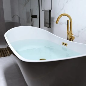 BPS-koupelny Volně stojící akrylátová vana HYD-RIC513C 170x75 bílá/černá, odtokový komplet zlatý