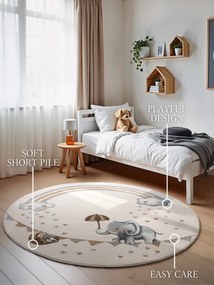 Koberec Villeroy & Boch BOHO KIDS Round Walk like an Elephant Rainbow krémový kruh