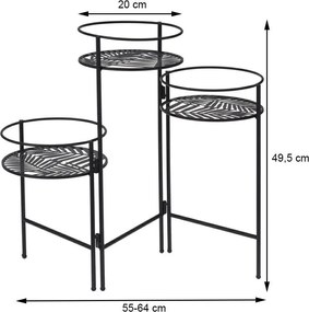 STOJAN NA KVĚTINÁČ TRIPLE 55X64X20 CM ČERNÁ