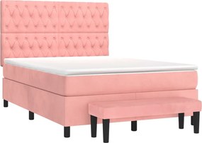 Box spring postel s matrací růžová 140x190 cm samet 3138024