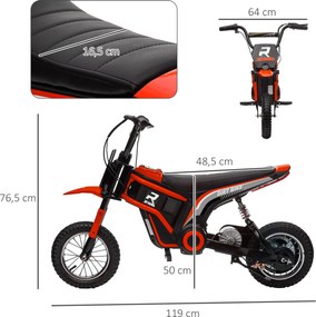 Elektrická motorka pro děti, 24V dětská motorka s klaksonem, světlem, s otočným plynem, 8-16 km/h, 8-12 let, červená