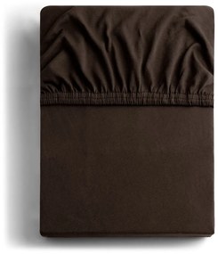 Tmavě hnědé napínací prostěradlo jersey 160x200 cm Amber – Restilo