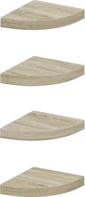 Plovoucí rohové police 4 ks dub 25 x 25 x 3,8 cm MDF 323906