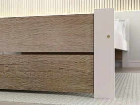 Postel IKAROS DOUBLE 80 x 200 cm, bílá/dub sonoma Matrace: Matrace Coco Maxi 20 cm, Rošt: Bez roštu