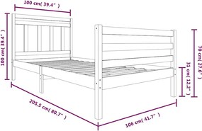 Rám postele masivní dřevo 100 x 200 cm 3100644