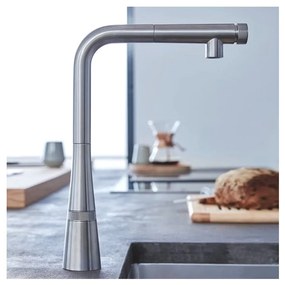 Grohe Zedra SmartControl - Dřezová baterie s technologií SmartControl, výsuvná sprcha, supersteel 31593DC2