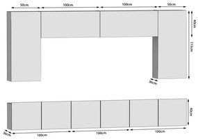 Obývací stěna 300 cm Belini bílý lesk / černý lesk Imperium 2  IMP 2/5/W/WB/0/0